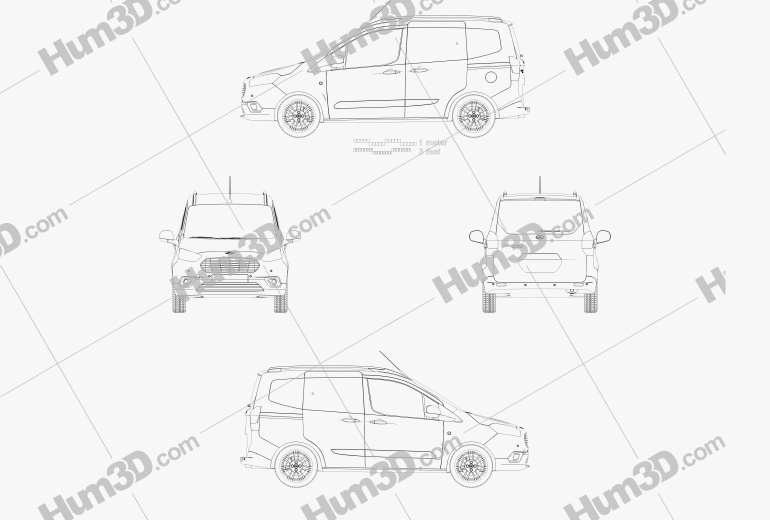 Ford Tourneo Courier 2022 Blueprint - Hum3D Ford Tourneo Courier 2022 Blueprint - Hum3D