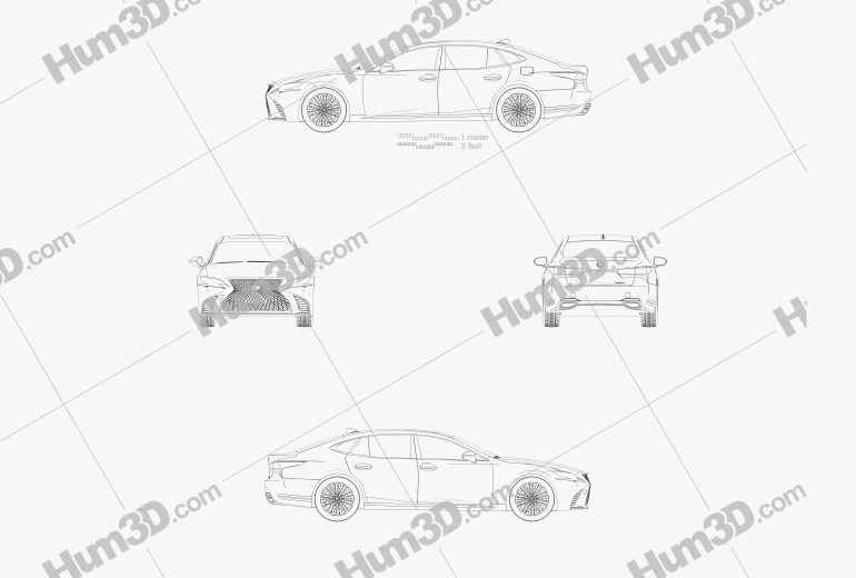 Lexus Ls 2020 Blueprint Hum3d